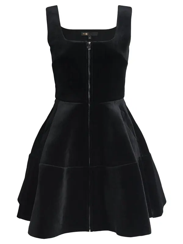 Maje Velvet Mini A-line Dress - Black