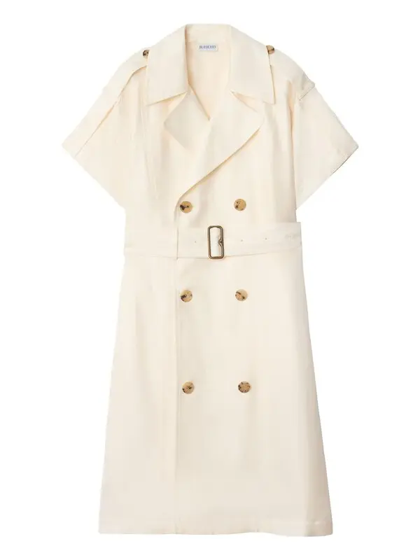 Burberry Belted Trench Midi Dress - White