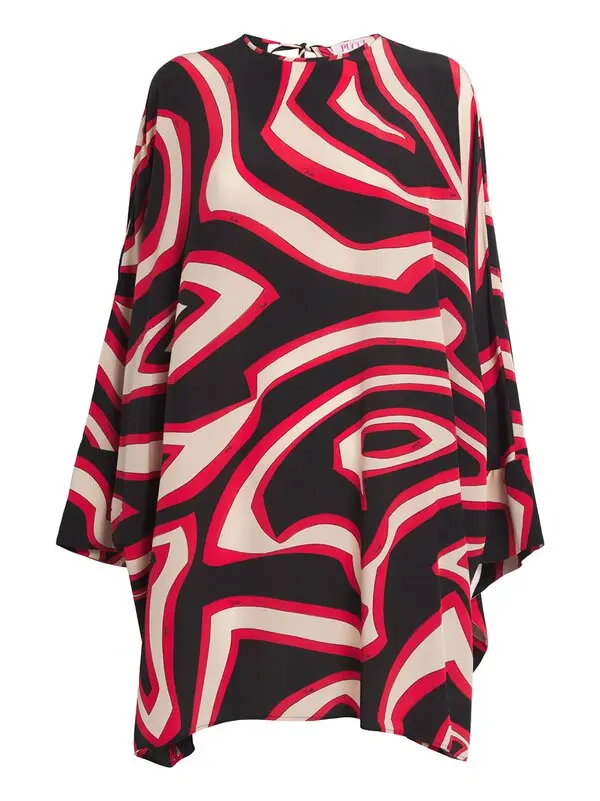 Emilio Pucci Silk Labirinto Print Mini Kaftan Dress - Red