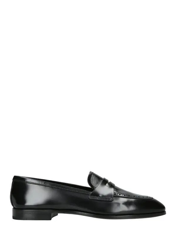 Church's Polished Fumé Leather Onyx Loafers - Black