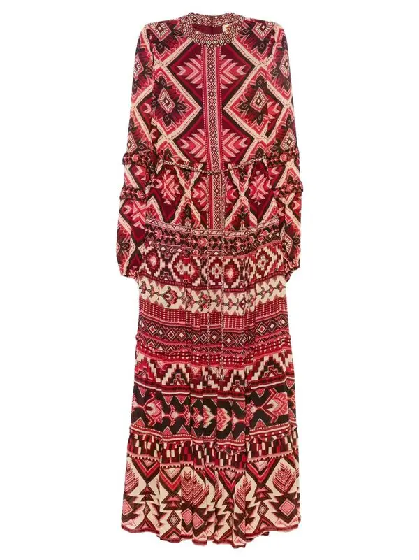Farm Rio Ainika Geometric-pattern Maxi Dress - Red