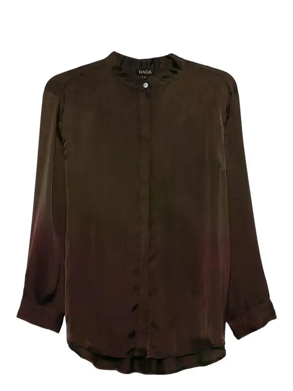 YAVI Button-up Silk Shirt - Brown
