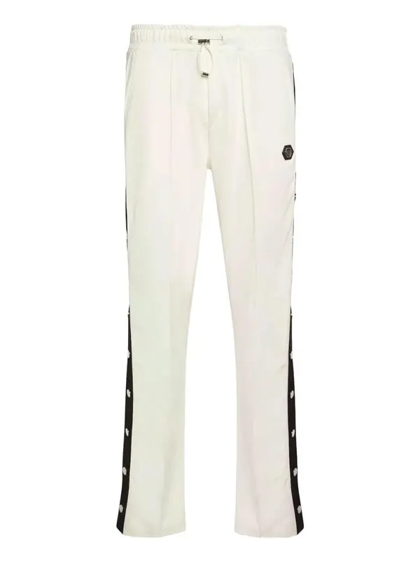 Philipp Plein Button-fastening Side-stripe Track Pants - Neutrals