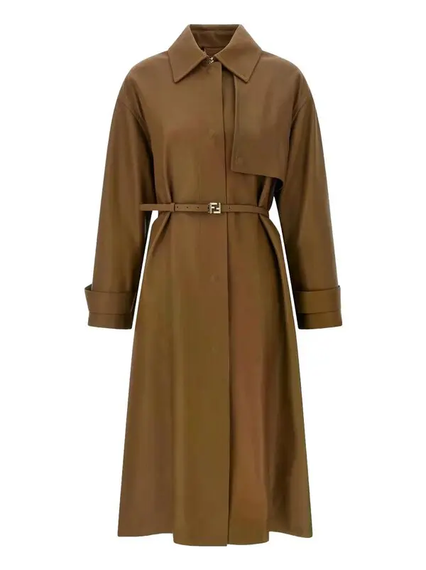 Fendi Embossed Logo Belted Trench Coat - Brown