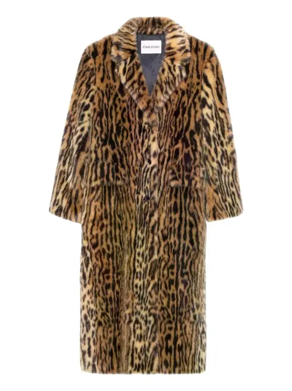 STAND STUDIO Animal-print Faux-fur Coat - Brown