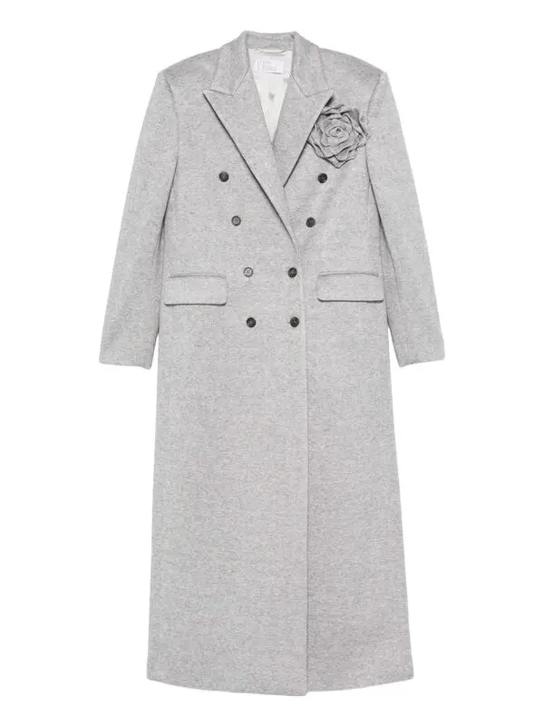 Giuseppe Di Morabito Rose-embellished Double-breasted Coat - Grey