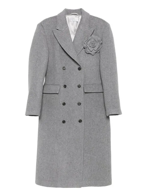 Giuseppe Di Morabito Flower-appliqué Double-breasted Coat - Grey