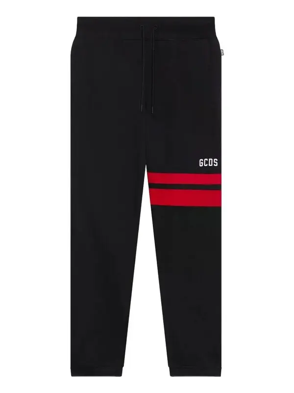 Gcds Logo-print Stripe-detail Pants - Black