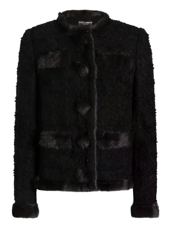 Dolce & Gabbana Fur-trimmed Tweed Jacket - Black
