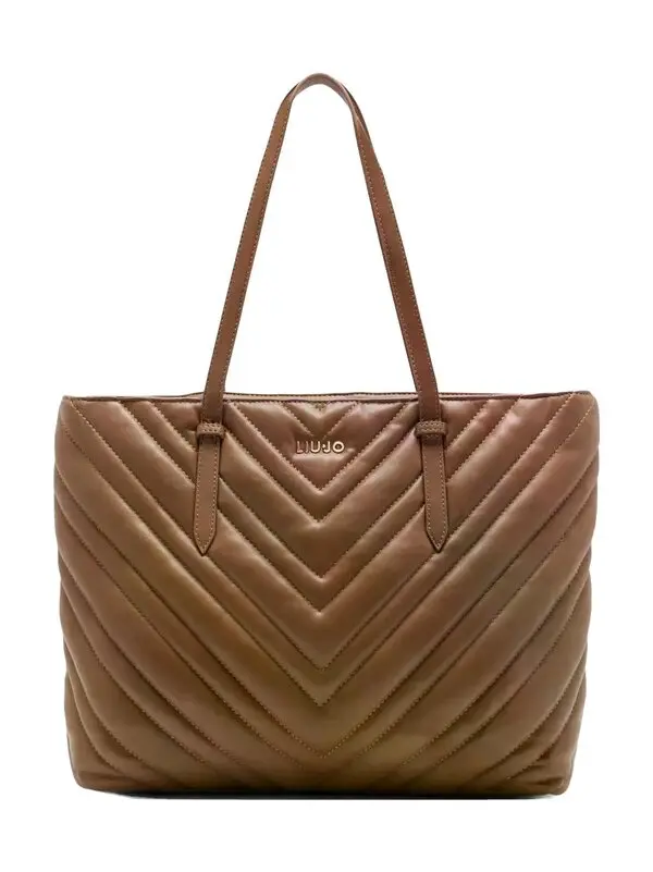 Liu Jo Large Quilted Chevron Pattern Tote Bag - Brown