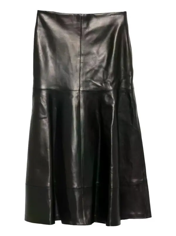 Brandon Maxwell Flared-hem Leather Skirt - Black