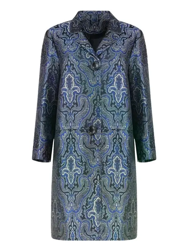 CARLOTTA CANEPA Patterned Jacquard Single-breasted Coat - Blue