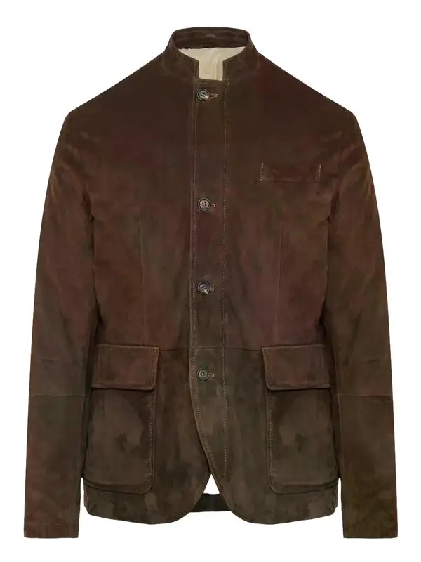 Eleventy Suede Buttoned Jacket - Brown