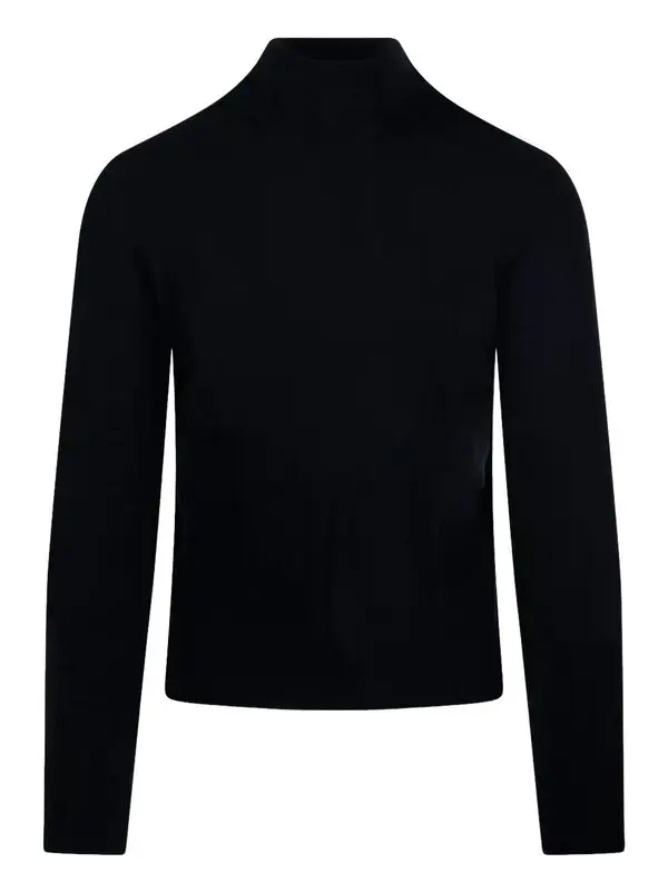 CASHMERE COMPANY High-neck Ribbed Knit Sweater - Black