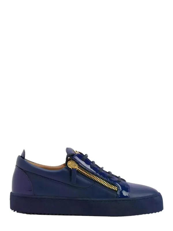 GIUSEPPE ZANOTTI Frankie Glossy Leather Sneakers - Blue