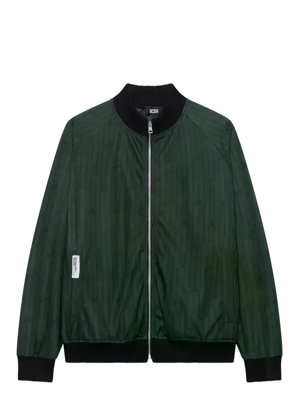 Gcds Pinstripe Logo-patch Jacket - Green