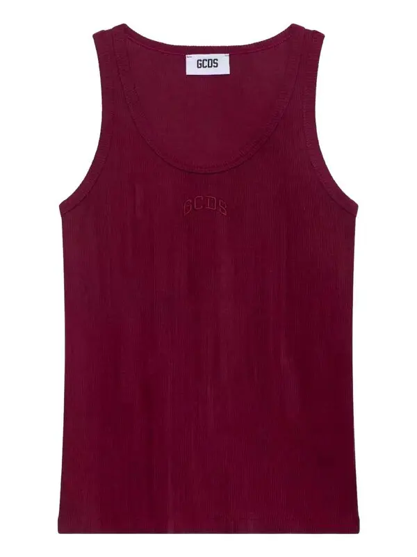 Gcds Ribbed Embroidered Tank Top - Red