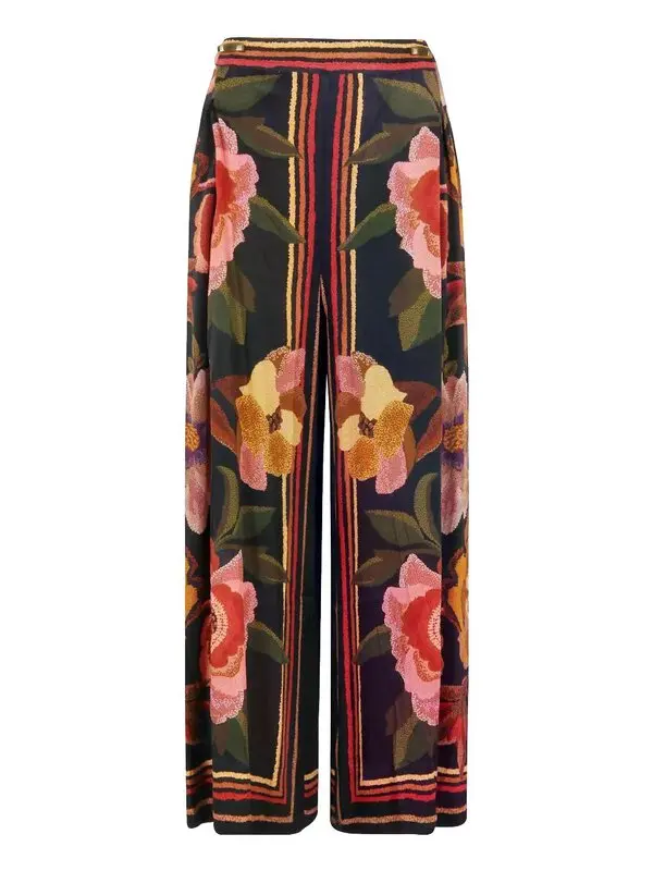 Farm Rio Floral-print Trousers - Black