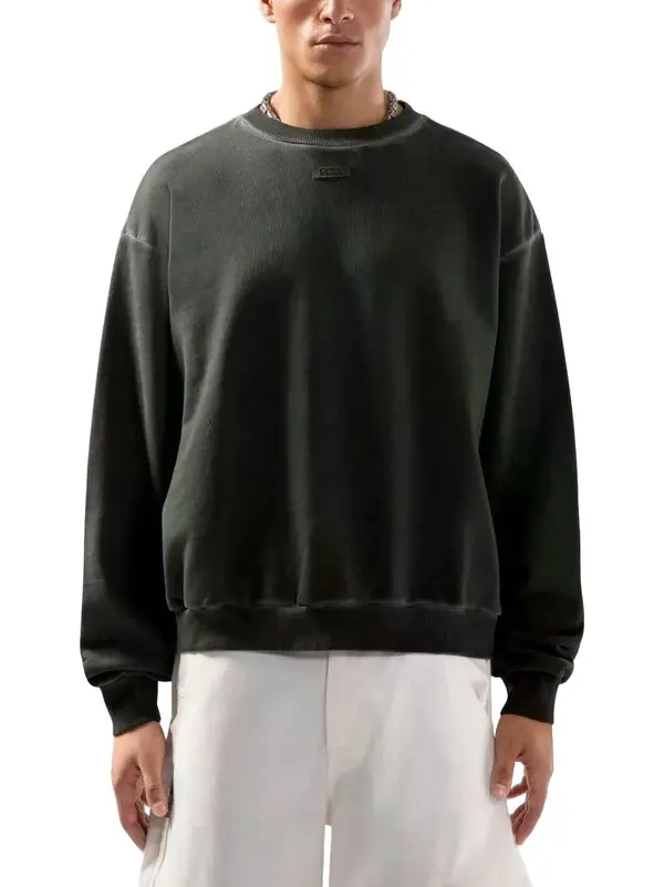 Gcds Logo-patch Crew-neck Sweater - Green