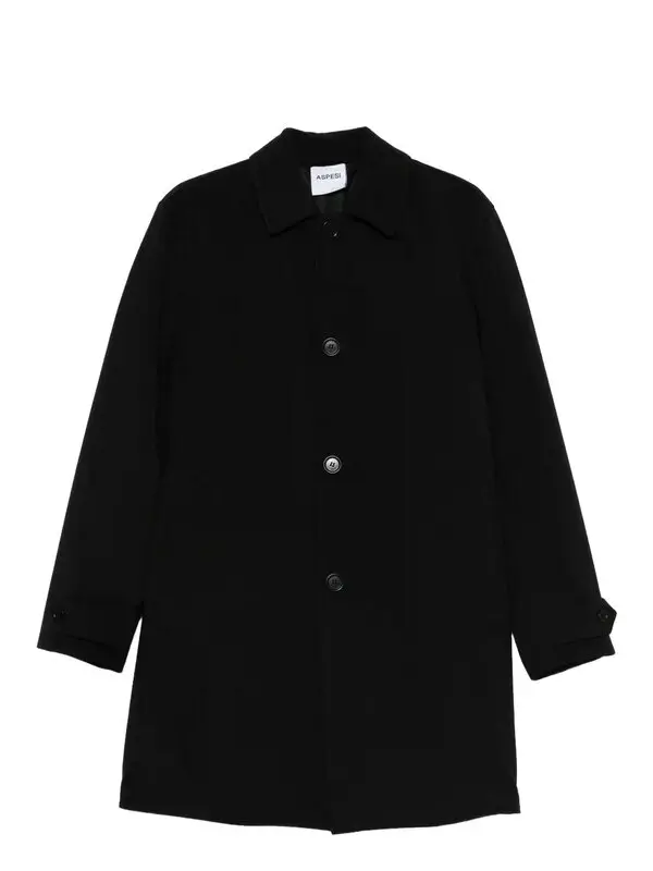 Aspesi Buttoned Single-breasted Coat - Black