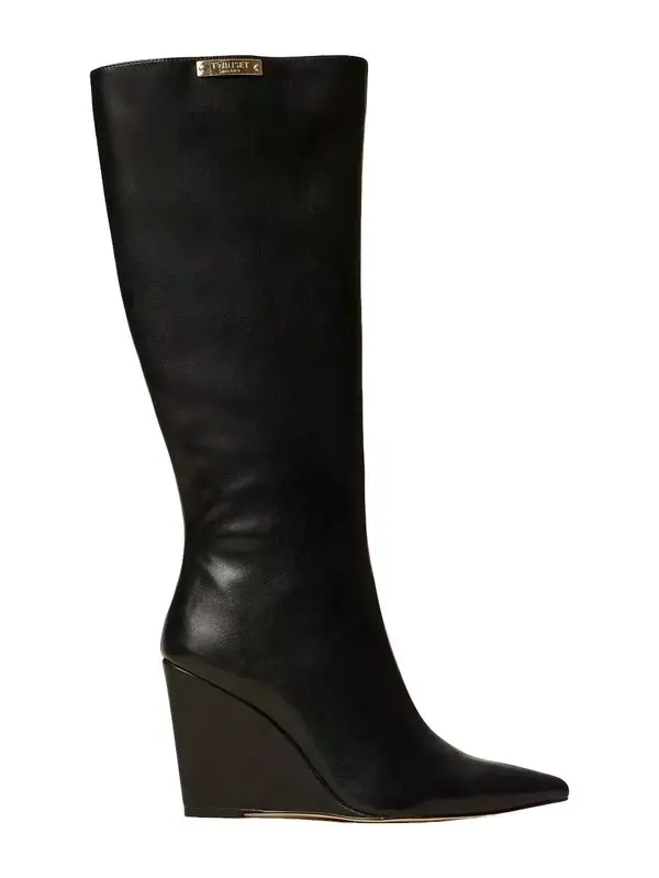 TWINSET Logo-plaque 100mm Wedge Boots - Black