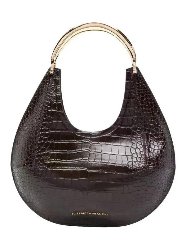 Elisabetta Franchi Crocodile-effect Tote - Brown