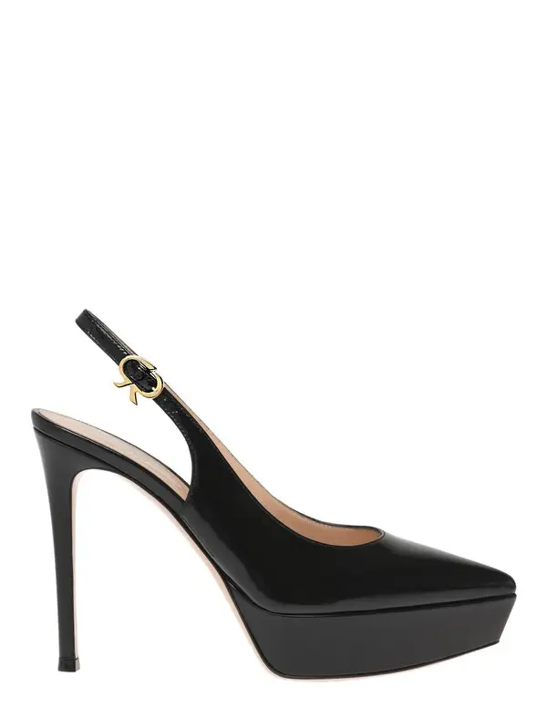 GIANVITO ROSSI Dasha Slingback Heels - Black - Glossy Nappa