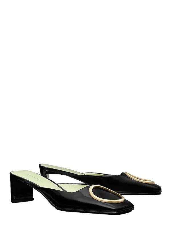 Tory Burch Ring Hardware Mule Pumps - Perfect Black