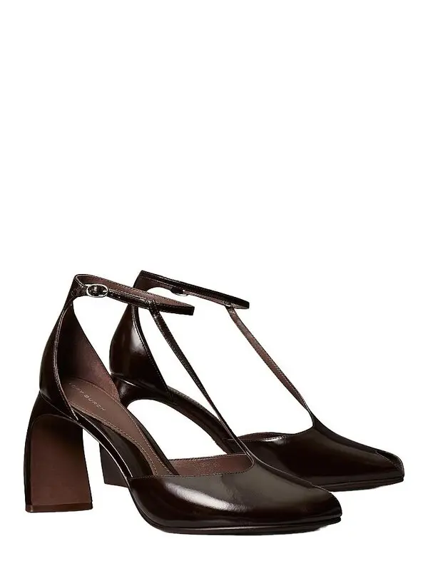 Tory Burch Peep-toe T-strap Pumps - Deep Brown