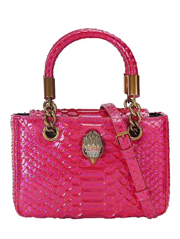 Kurt Geiger Square Kensington Mini Embossed Handbag - Bright Pink