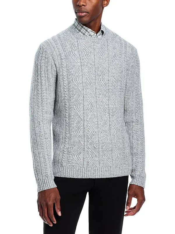 Peter Millar Callum Cable Knit Crewneck Sweater - Gale Grey