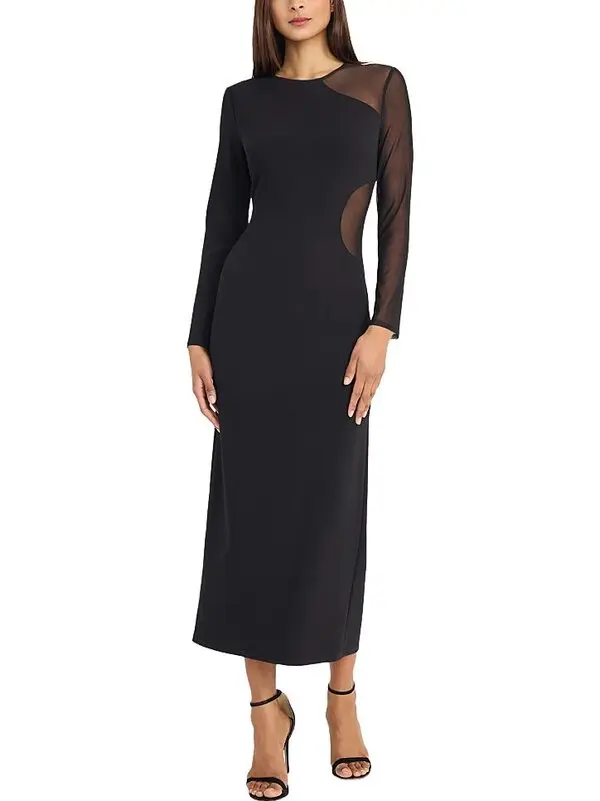 Maggy London Mesh One-sleeve Dress - Black