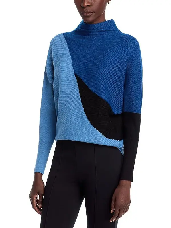 T Tahari Color Blocked Dolman Sleeve Sweater - Bold Blue