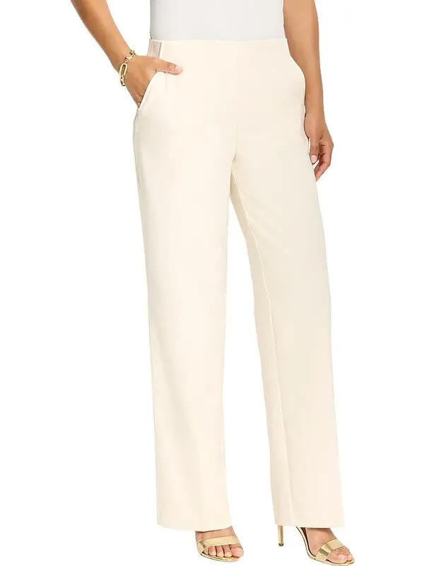 NIC+ZOE Lenox Wide Leg Sleek Stretch Tuxedo Pants - Classic Cream