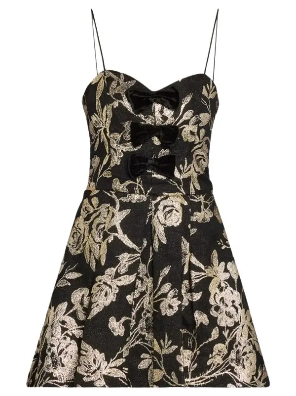 Alice + Olivia Daniela Bow Front Dress - Black/gold