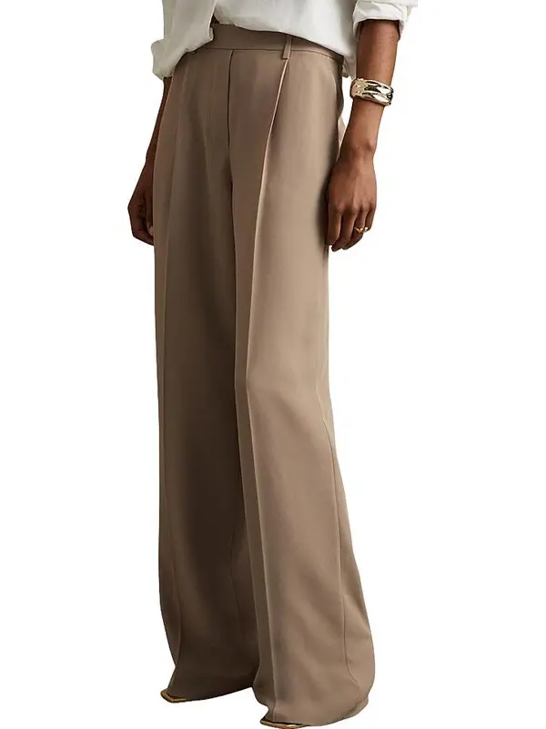REISS Petite Eden Wide-leg Trousers - Mink/neutral