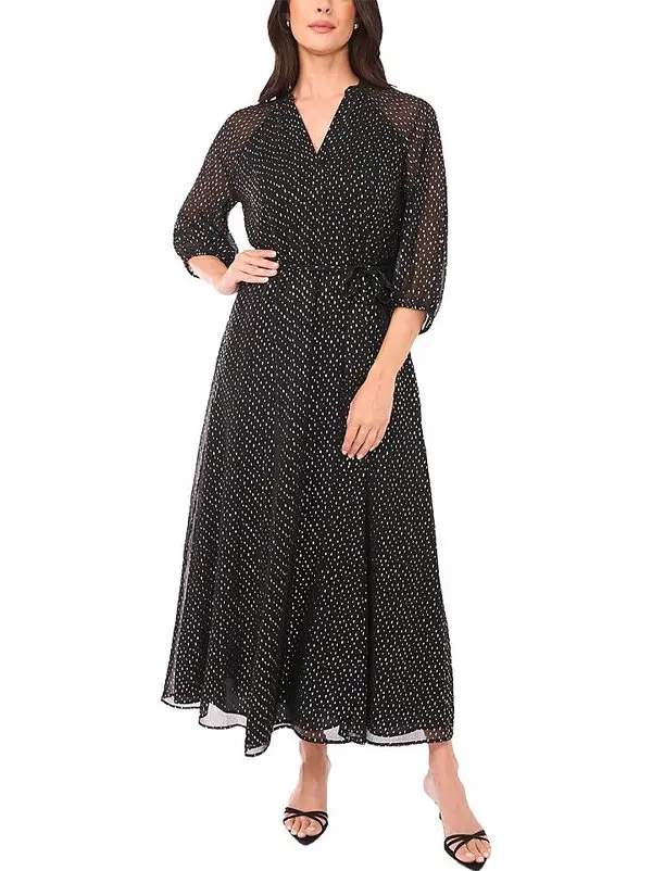 Vince Camuto Split Neck Maxi Dress - Rich Black