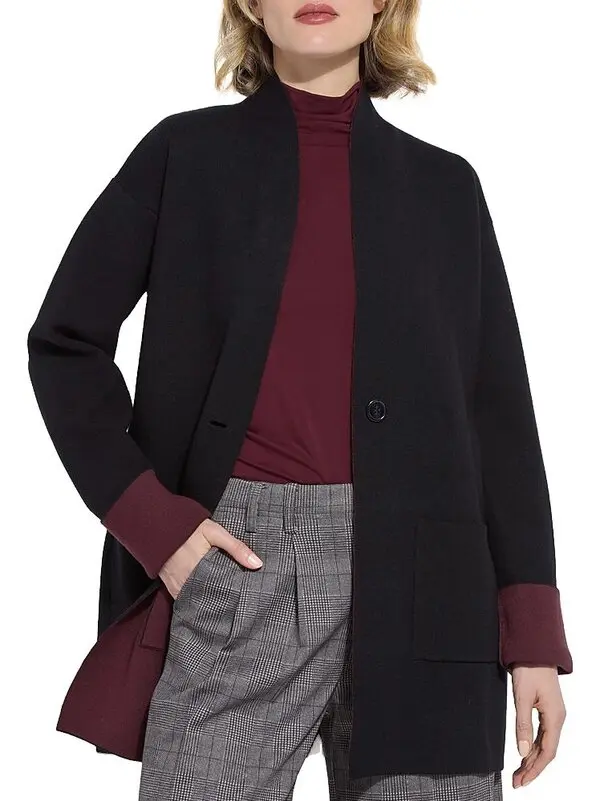 Lyssé Nicolette Double Faced Cardigan - Black Plum