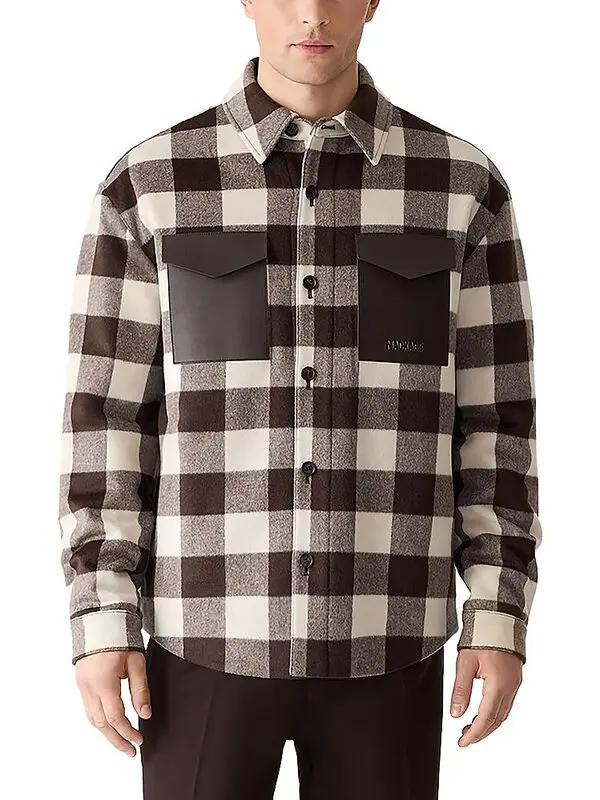 Mackage Ryker Wool Plaid Shirt Jacket - Coffee-cream Plaid