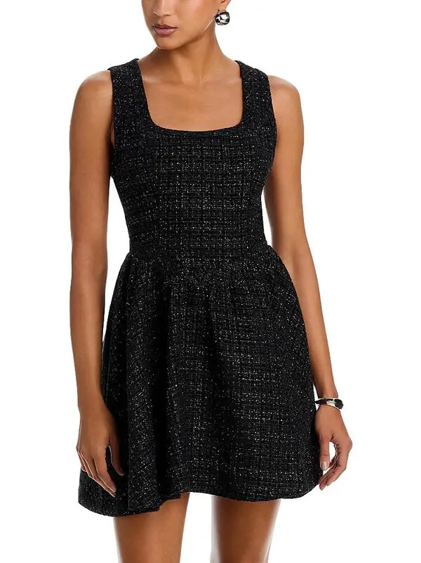 Aqua Tweed Mini Dress - Black