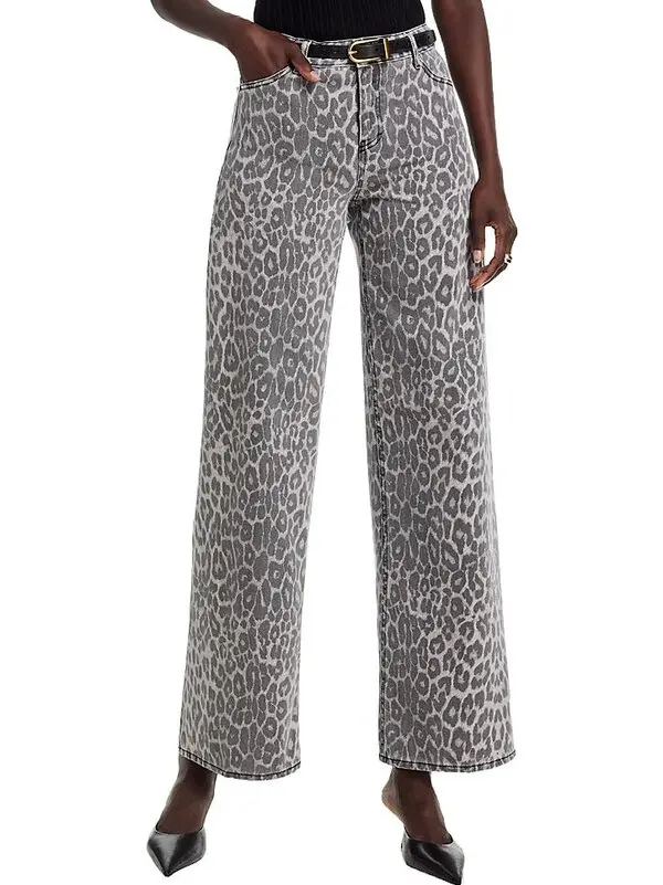 Kobi Halperin Joan Leopard Print Jeans - Grey Multi