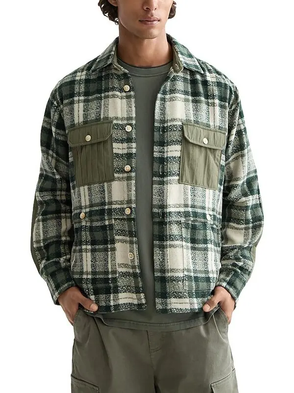 Scotch & Soda Relaxed Fit Button Front Shirt Jacket - Thyme Check