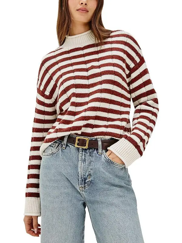 Rails Corrine Long Sleeve Sweater - Ivory Russet Stripe
