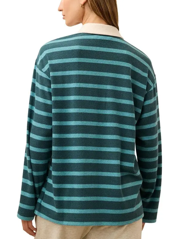 Faherty Brand Legend Rugby Pullover Sweater - Green Rugby