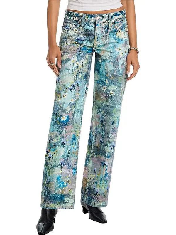 Free People We The Free Tennessee Low Rise Illusions Jeans - Floral