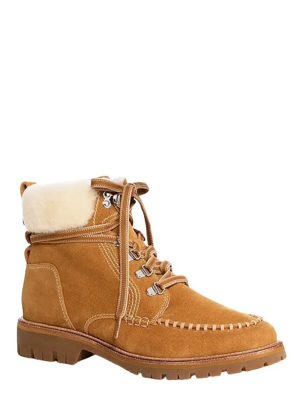 Rag & Bone Cameron Lace Up Boots - Caramel Suede Shearling