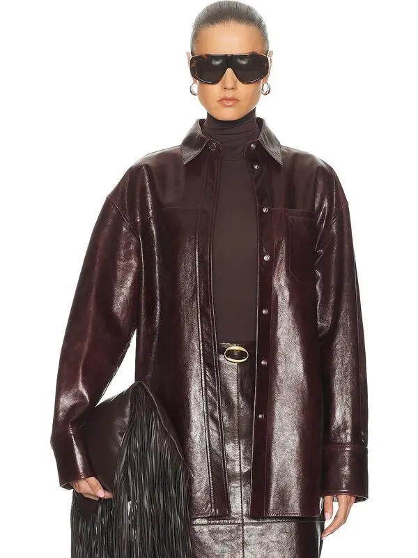 Sportmax Borel Leather Jacket - Bordeaux