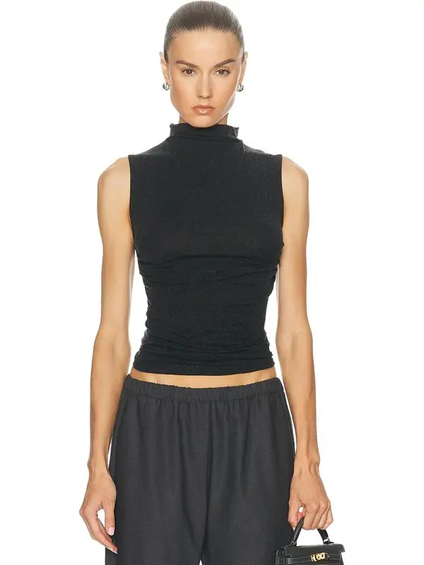 Enza Costa Cashmere Sleeveless Twist Top - Charcoal