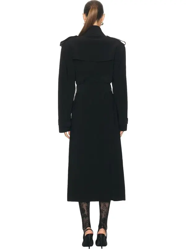 Norma Kamali Oversized Double Breasted Trench Coat - Black
