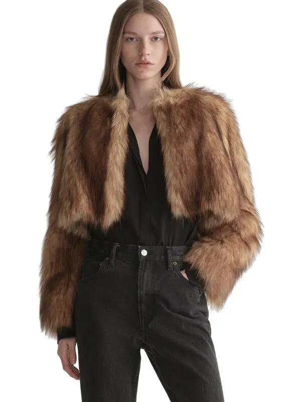 A.L.C. Gina Faux Fur Jacket - Brown